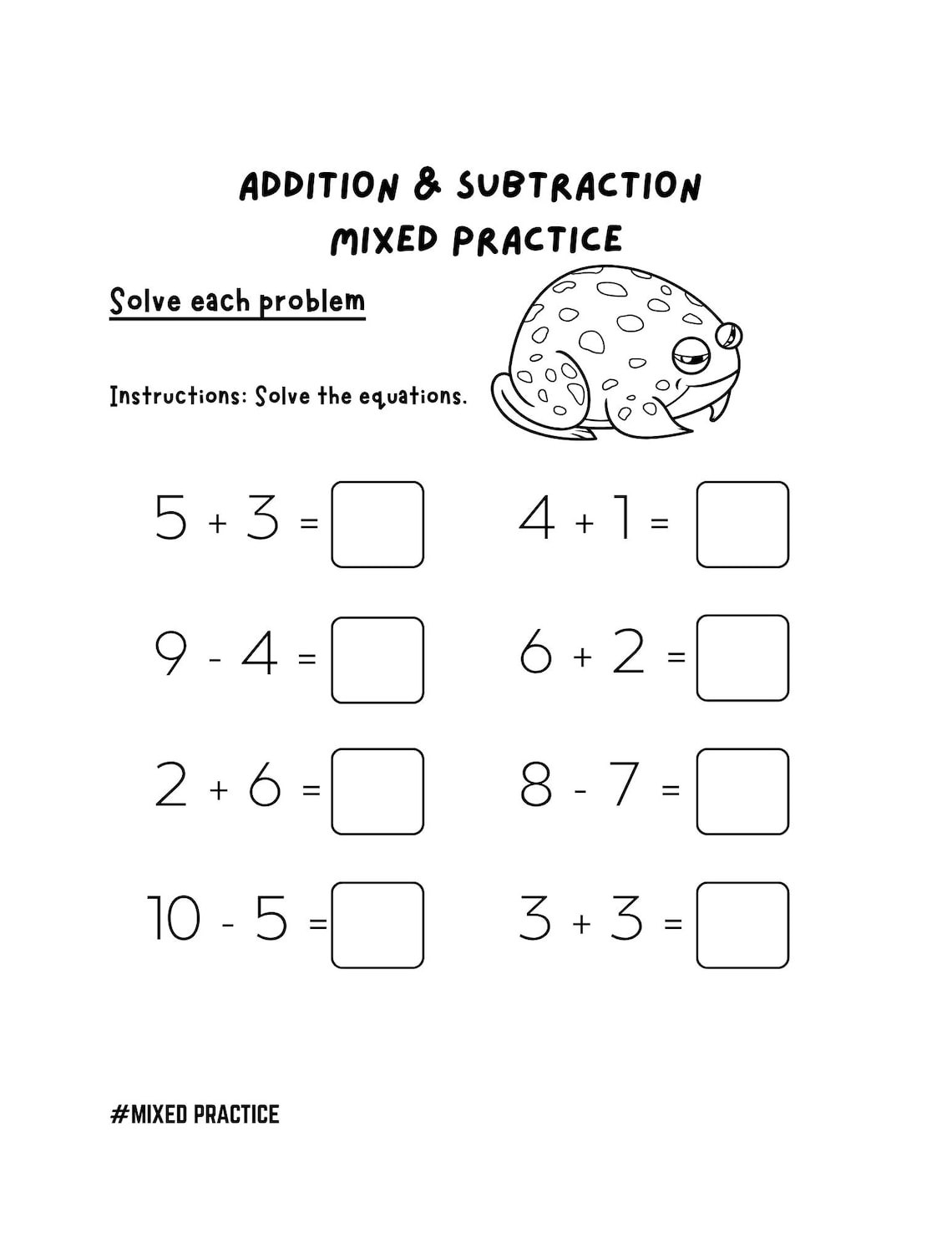 Addition & Subtraction Worksheets | Mixed Math Practice to 20 | 1st ...