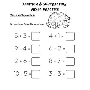 Addition & Subtraction Worksheets | Mixed Math Practice to 20 | 1st ...