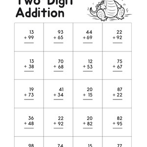 20 Printable Math Pages | Two-digit Addition Worksheets for Kids ...
