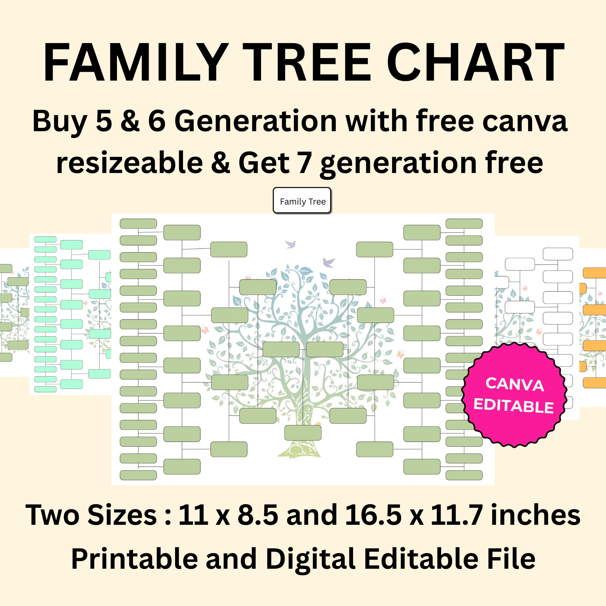 Family Tree Chart, Pedigree Chart for Genealogy Enthusiasts, | 5 & 6 ...