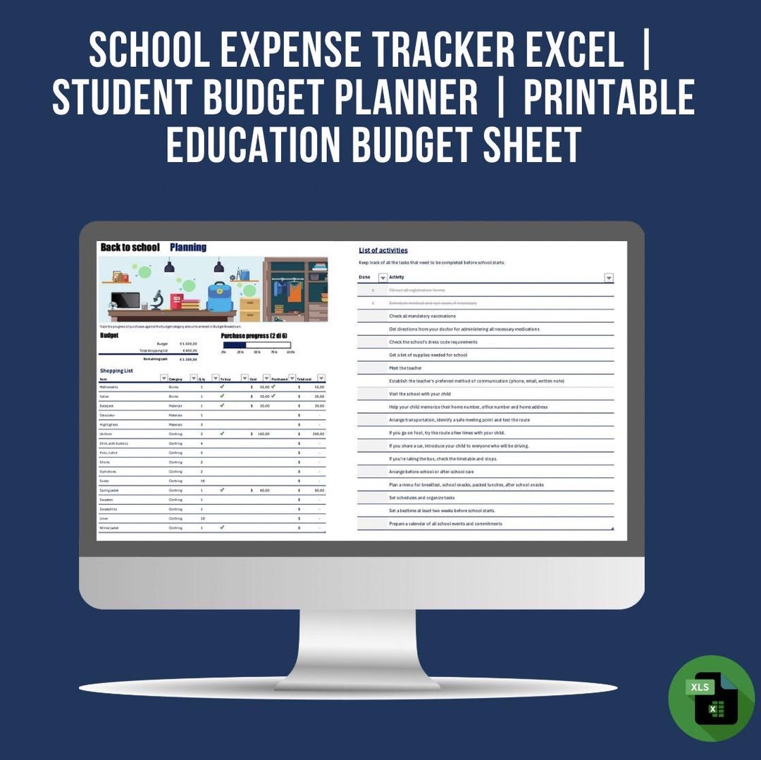School Expense Tracker Excel | Student Budget Planner | Printable ...