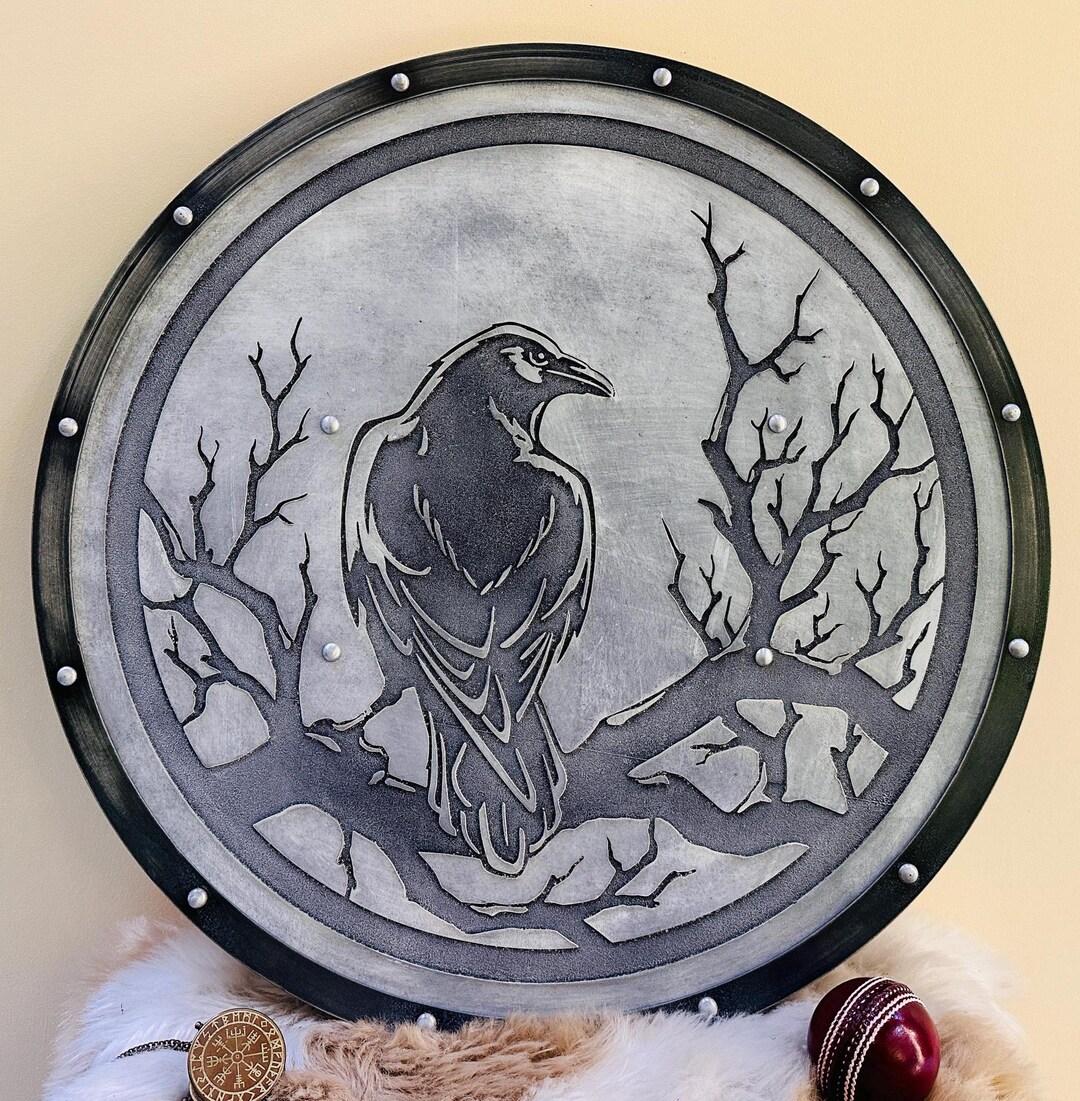 Raven Viking Shield | Viking Valhalla Crow Wooden Shield | Cosplay ...