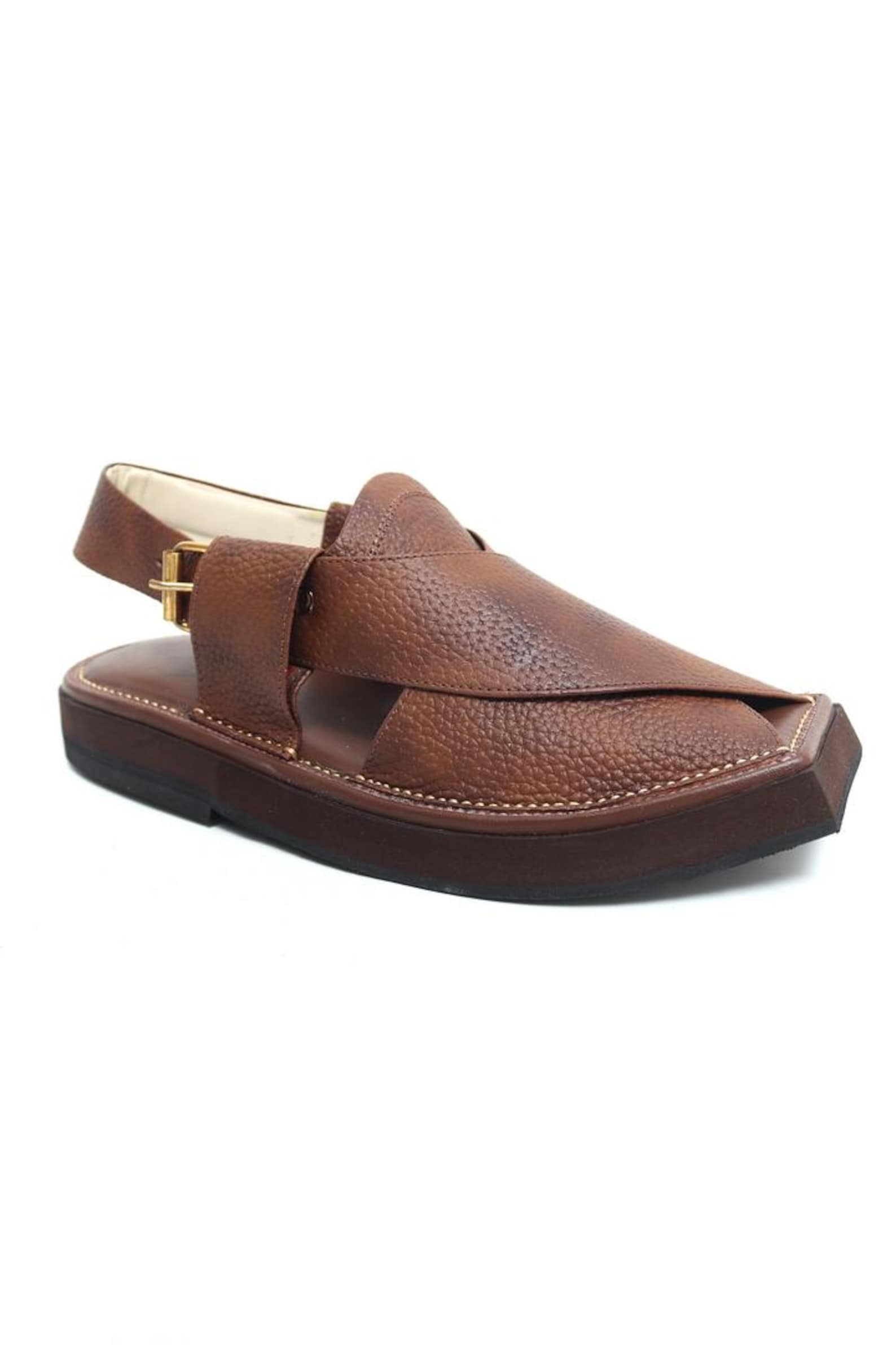 Rich Brown Textured - Premium Leather Handmade Sandals – Men’s ...