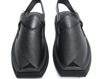 Black Charsada Chappal - Premium Leather Handmade Sandals – Men’s ...