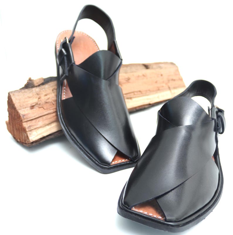Black Charsada Chappal - Premium Leather Handmade Sandals – Men’s ...