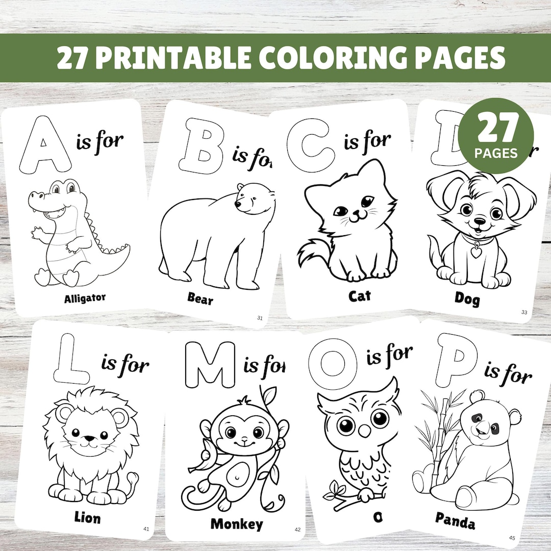 ABC Baby Shower Coloring Book, Baby’s First Alphabet Book, Cute Theme ...