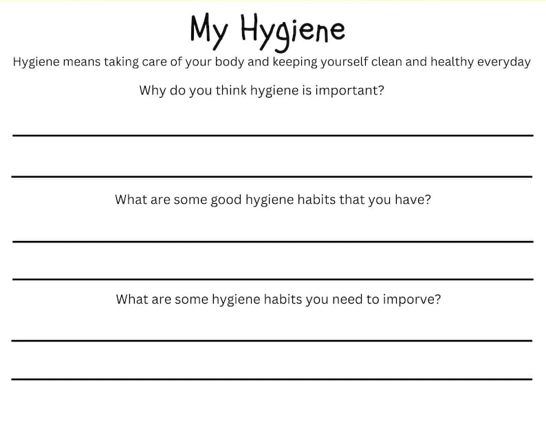 Boys Hygiene and Self Care Activity Workbook, Interactive Hygiene and ...