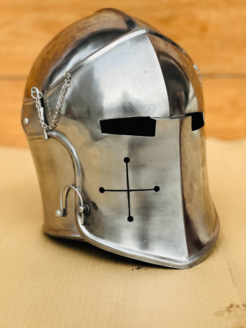Silver Steel Barbuta Helmet | Medieval Knight Costume, Reenactment ...