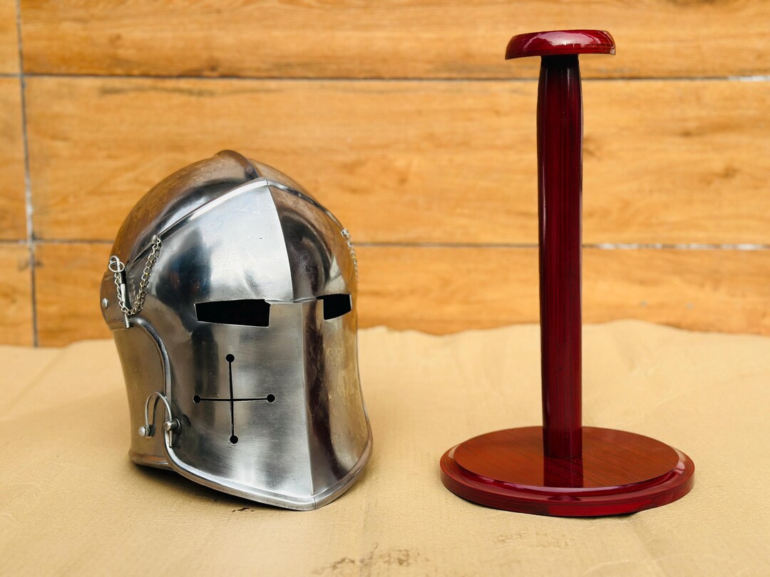 Silver Steel Barbuta Helmet | Medieval Knight Costume, Reenactment ...