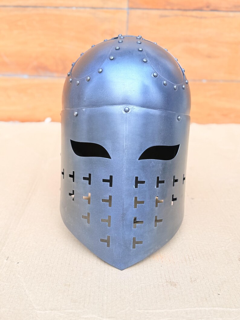 18 Gauge Steel Crusader Helmet | Medieval Knight Templar Armor - Etsy