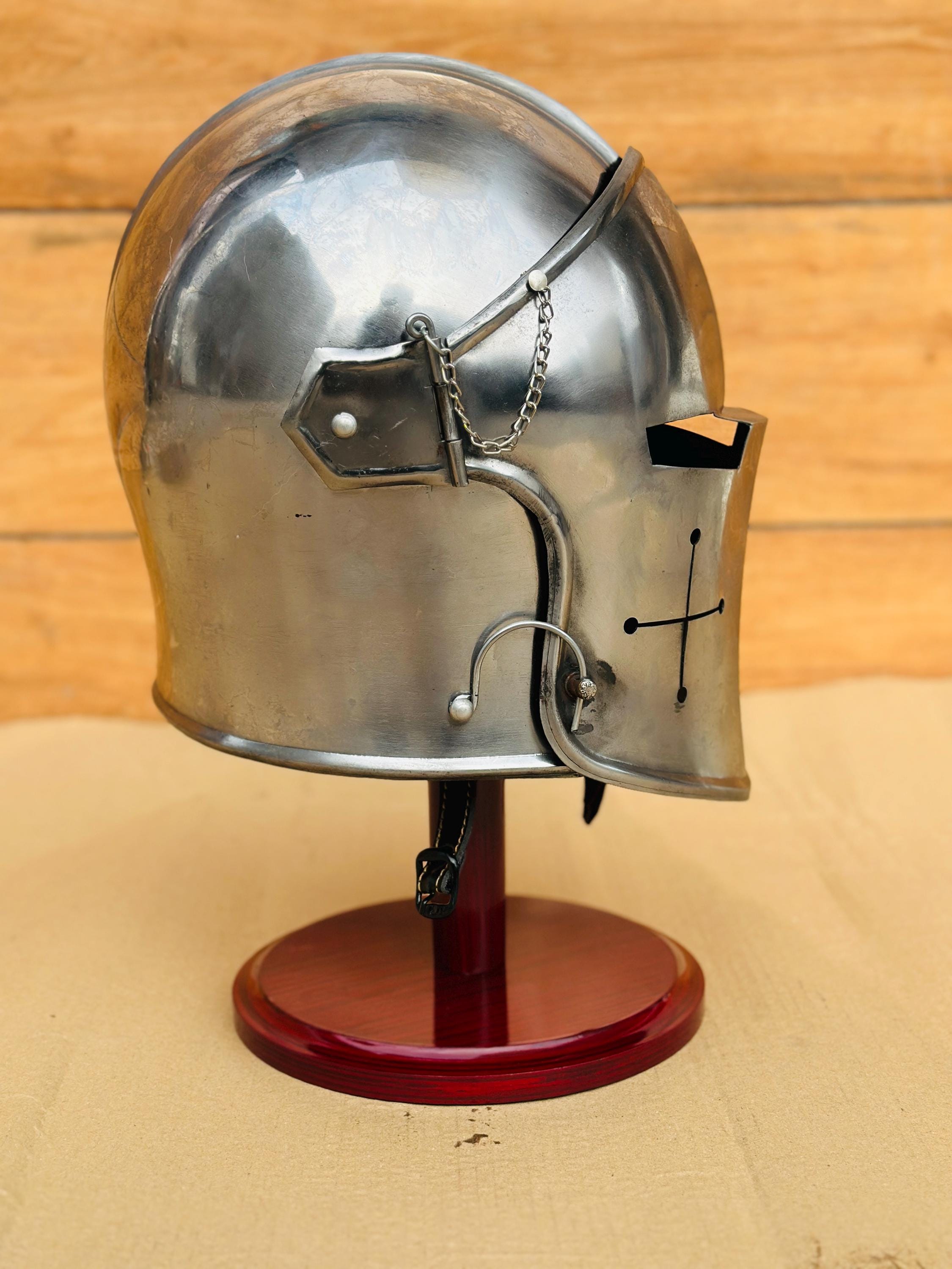 Silver Steel Barbuta Helmet | Medieval Knight Costume, Reenactment ...