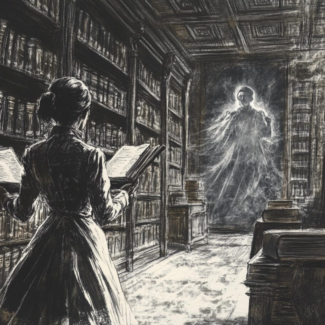 Dark Academia Type Female Student Library With the Ghost of Shelly - Etsy
