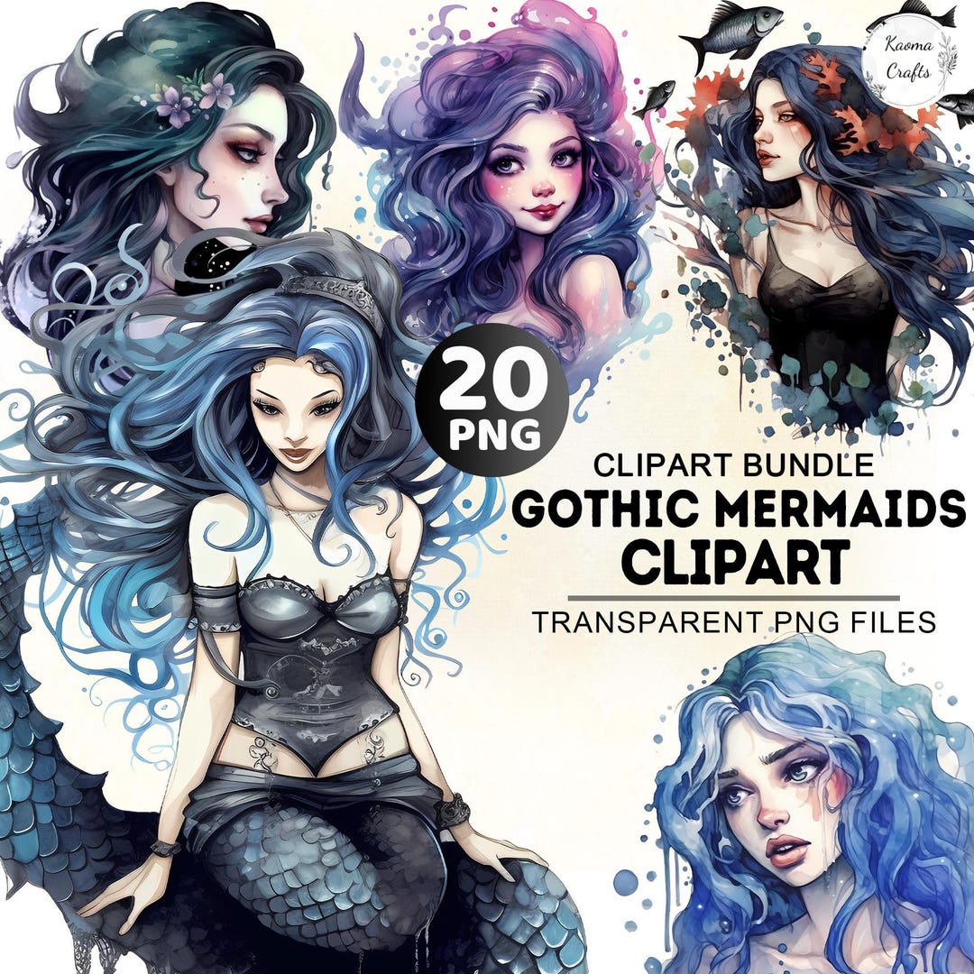 20+ Gothic Mermaids Clipart, Steampunk Mermaid Clipart, Mythic Waters ...