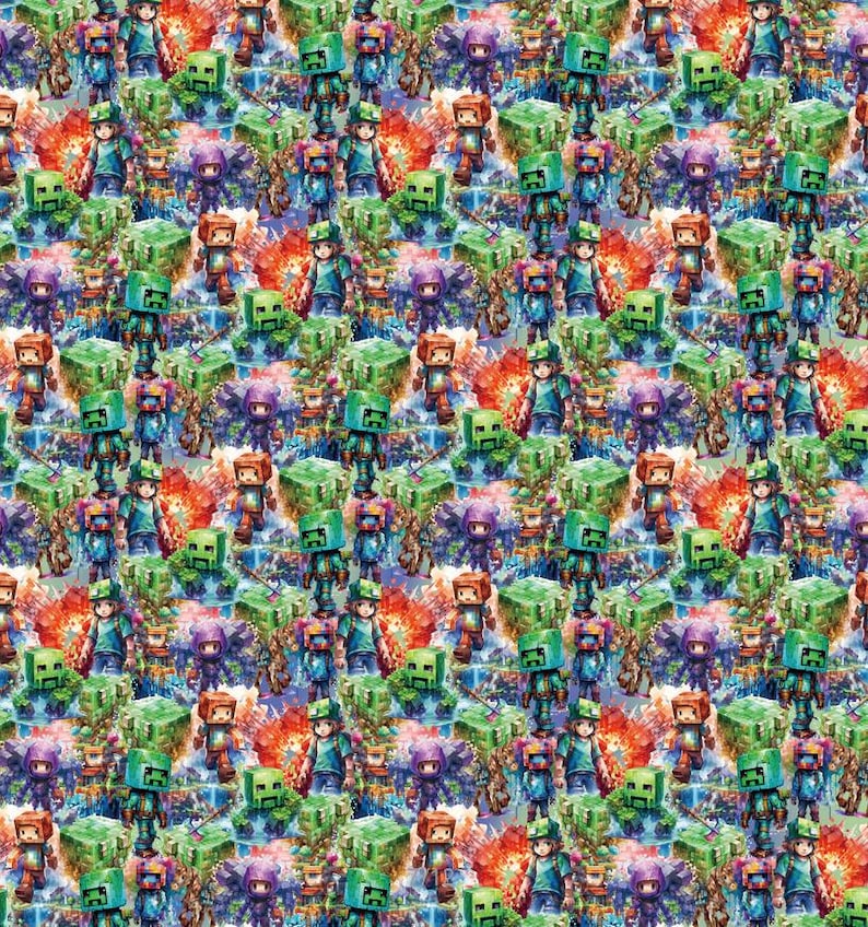 Minecraft Fabric Fun Game Fabric Video Game Fabric Cute Cartoon Anime ...