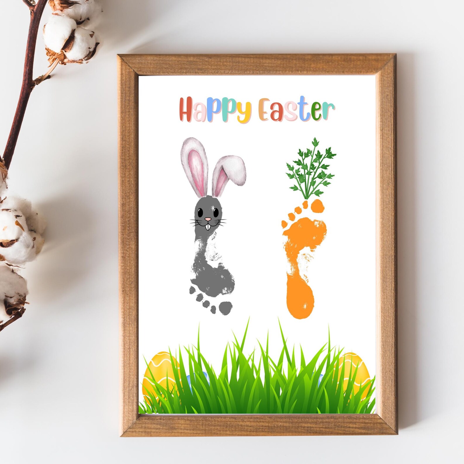 Happy Easter Footprint Craft, Preschool/daycare Craft, Easter ...