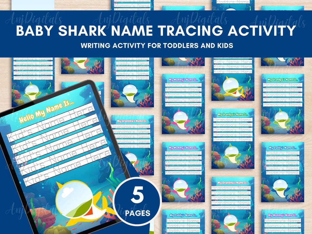 Babyshark Name Tracing Activity, Family Name Writing Practice ...