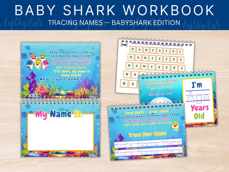 Baby Shark Busybook Editable Canva Template, Workbook for Toddlers ...