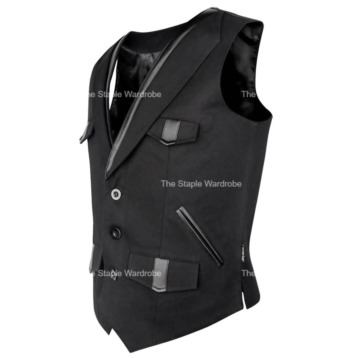Gothic Steampunk Vest | Men's Black Victorian Waistcoat With Faux ...