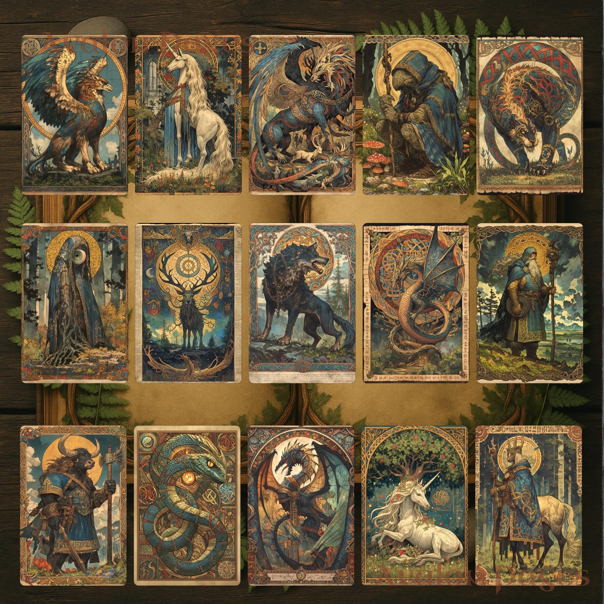 Celtic Nouveau Bestiary Pages, Junk Journal, Fantasy, Digital Paper ...
