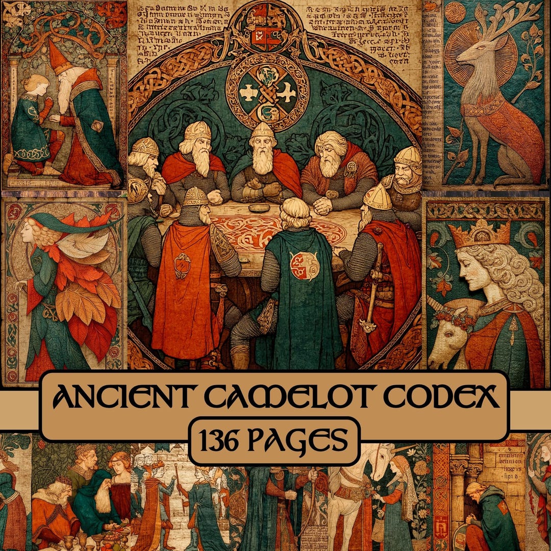 Ancient Camelot Codex Pages, Junk Journal, Fantasy, Digital Paper ...