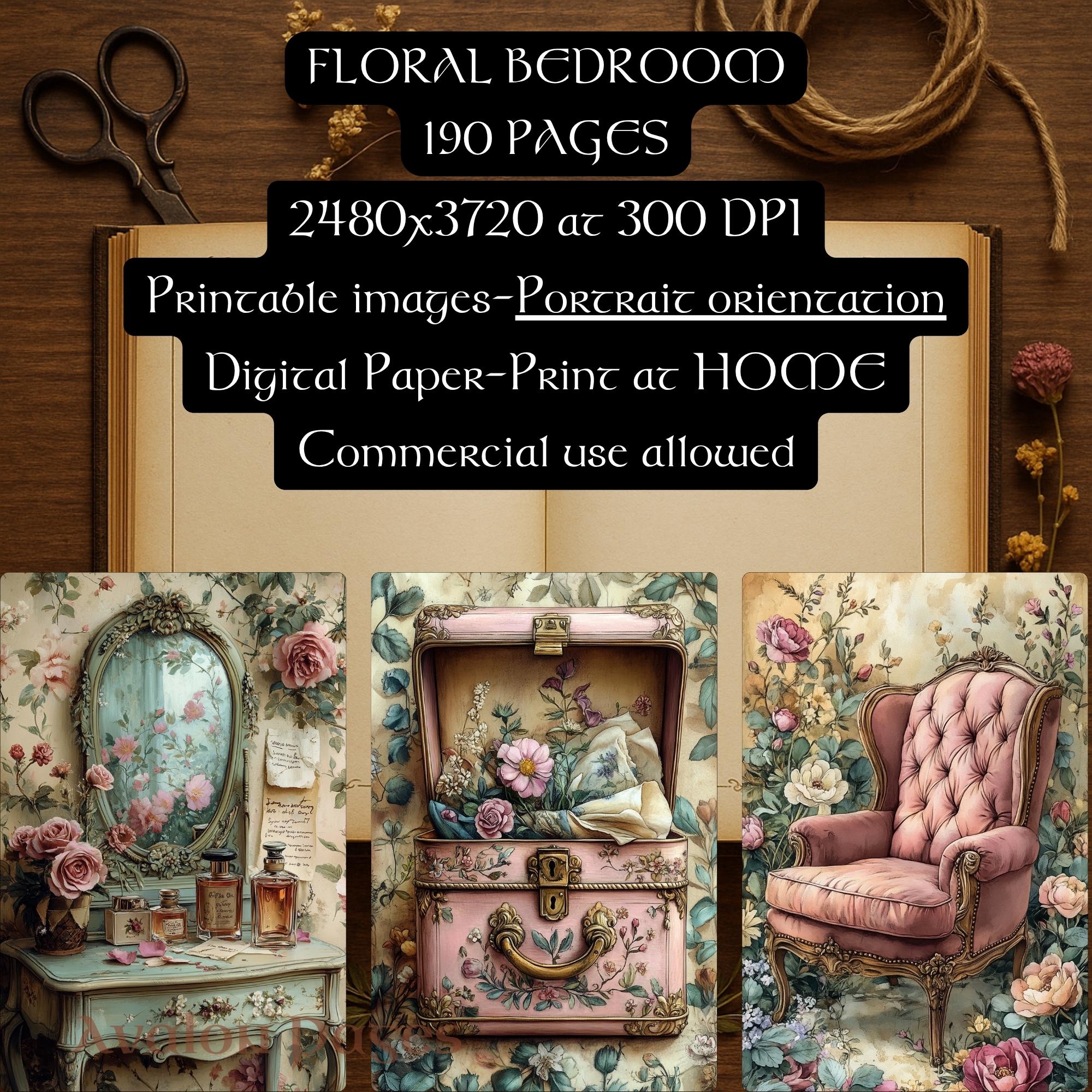 Floral Bedroom Pages, Junk Journal, Digital Paper, Scrapbook Paper ...