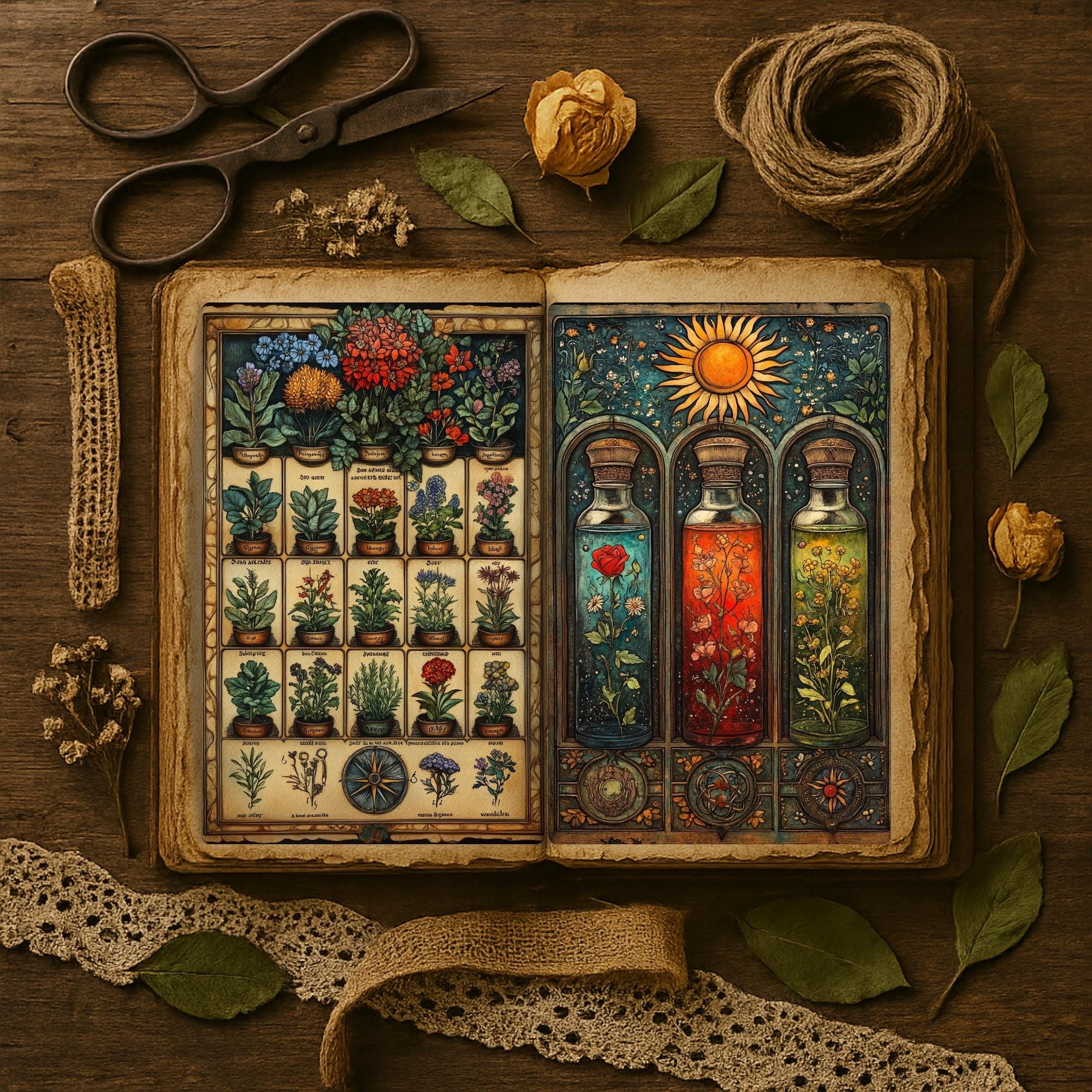 Medieval Herbal Journal Pages, Digital Paper, Scrapbook Paper, Junk ...