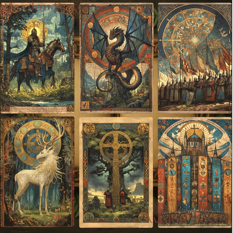 Nouveau Camelot Codex Pages, Junk Journal, Fantasy, Digital Paper ...