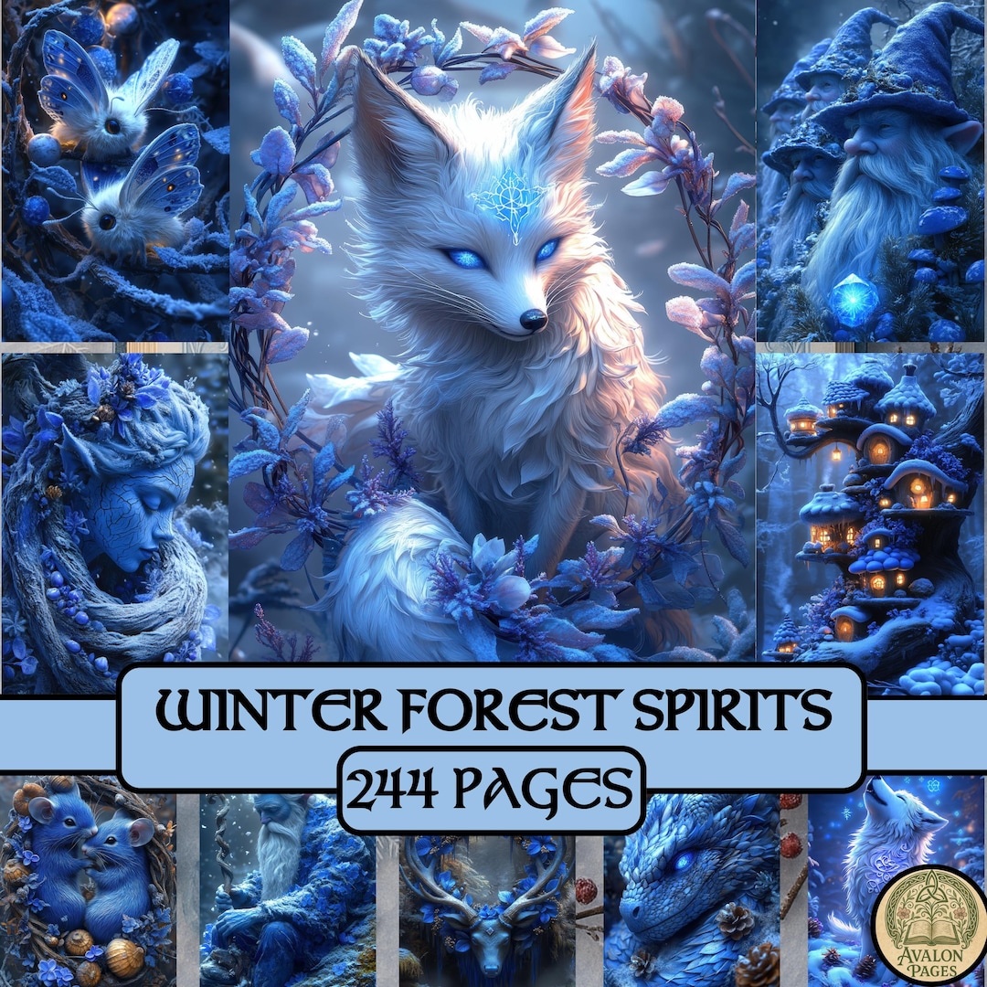 Winter Forest Spirits Printable Pages, Fantasy Scrapbook Paper (digital ...