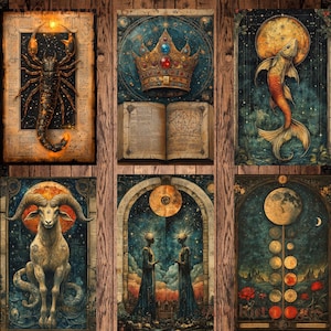 Ancient Celestial Codex Junk Journal Pages, Moon, Scrapbooking, Sun ...