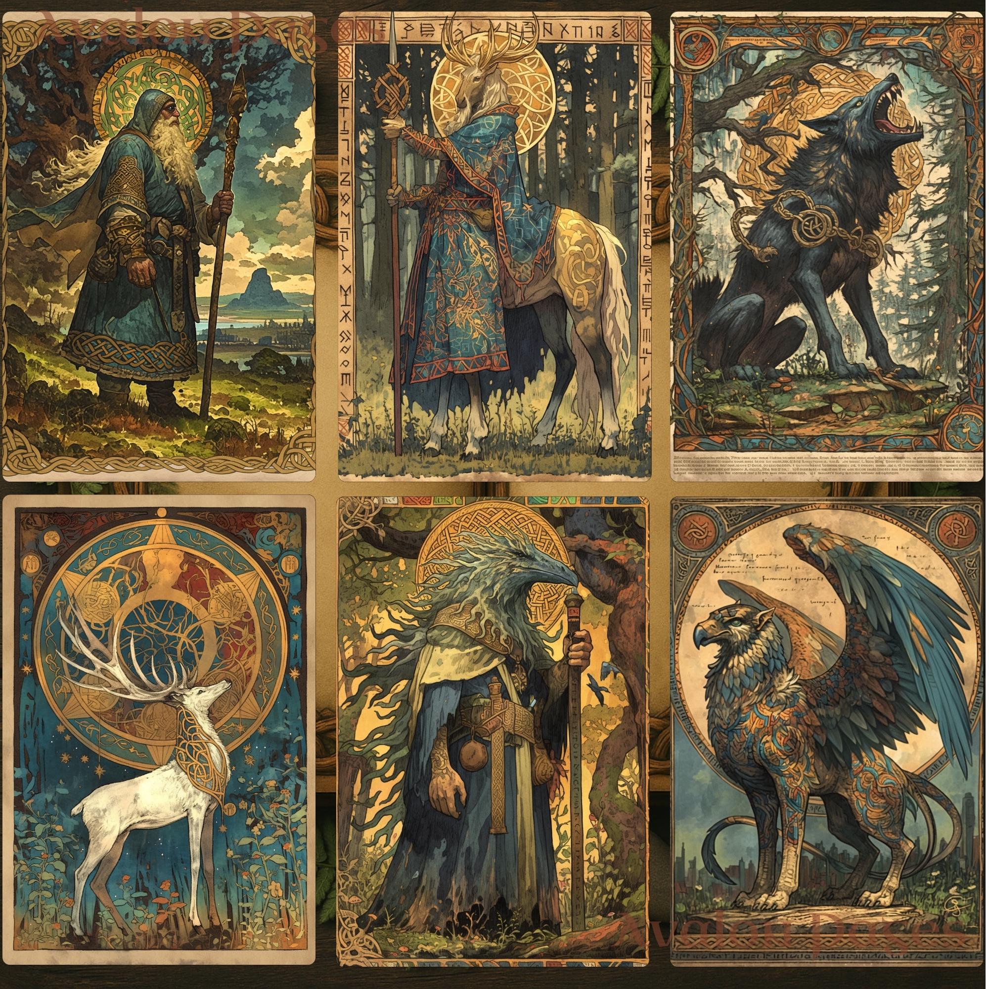 Celtic Nouveau Bestiary Pages, Junk Journal, Fantasy, Digital Paper ...