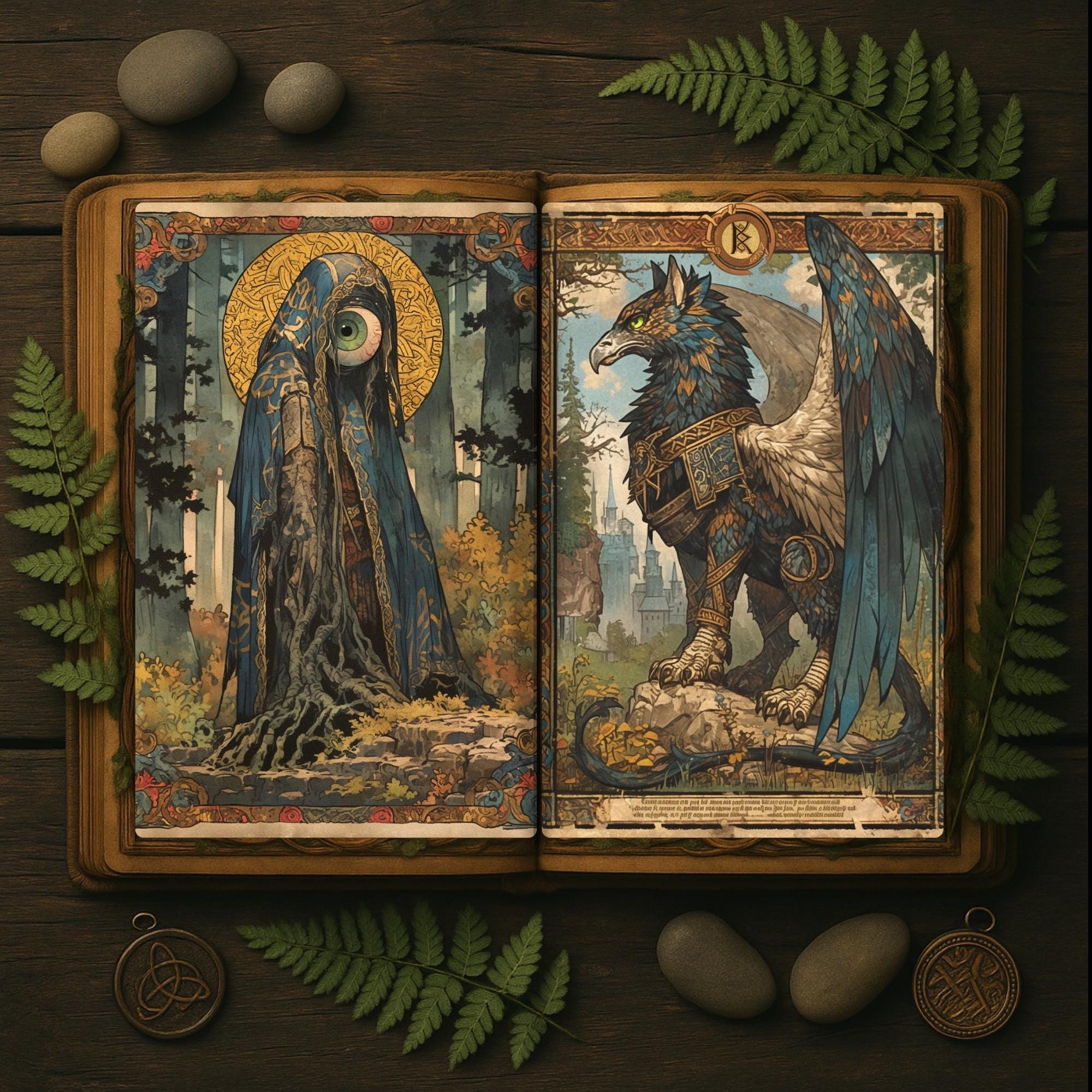 Celtic Nouveau Bestiary Pages, Junk Journal, Fantasy, Digital Paper ...