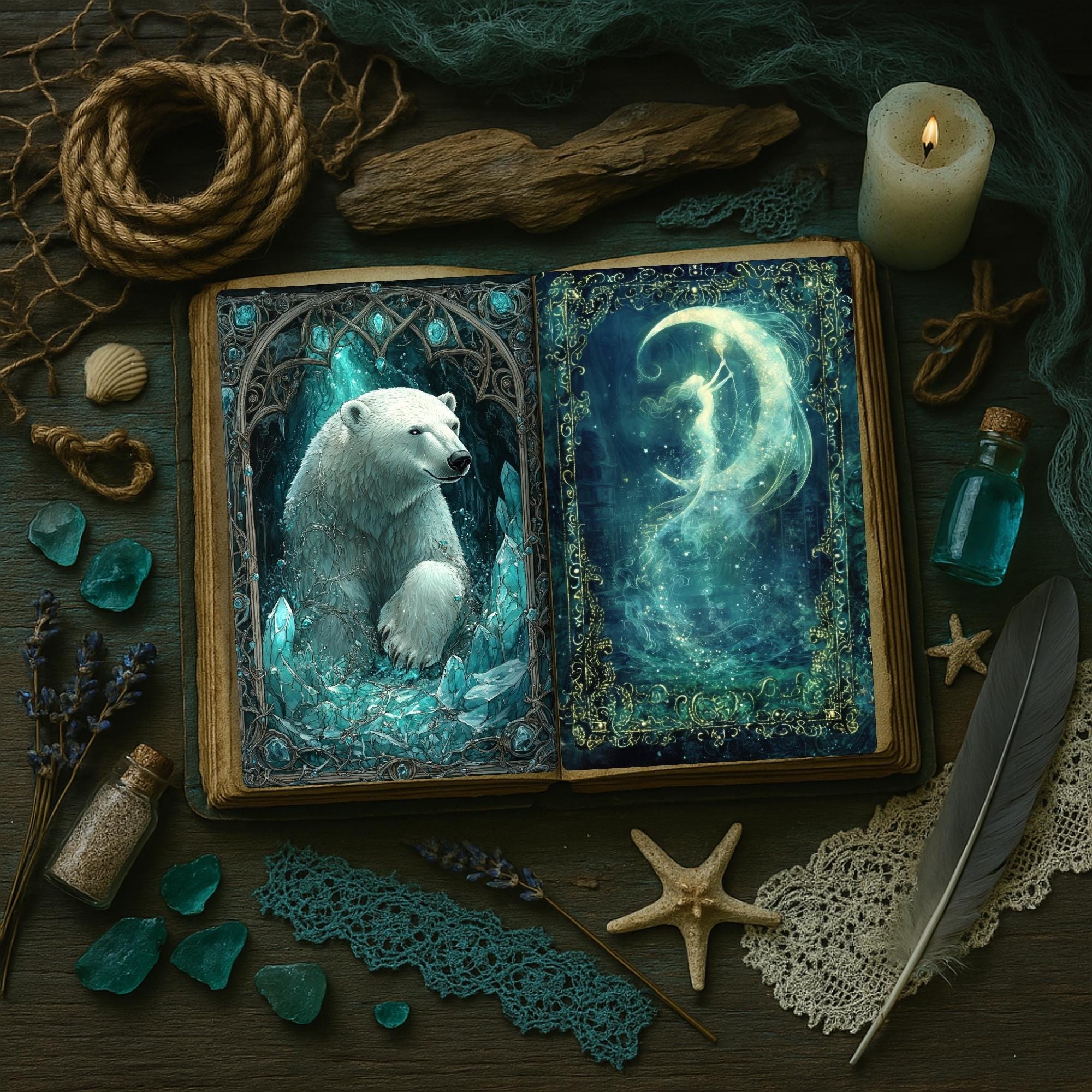 North Sea Pages, Digital Paper, Junk Journal, Sea, Ocean, Tarot, Blue ...