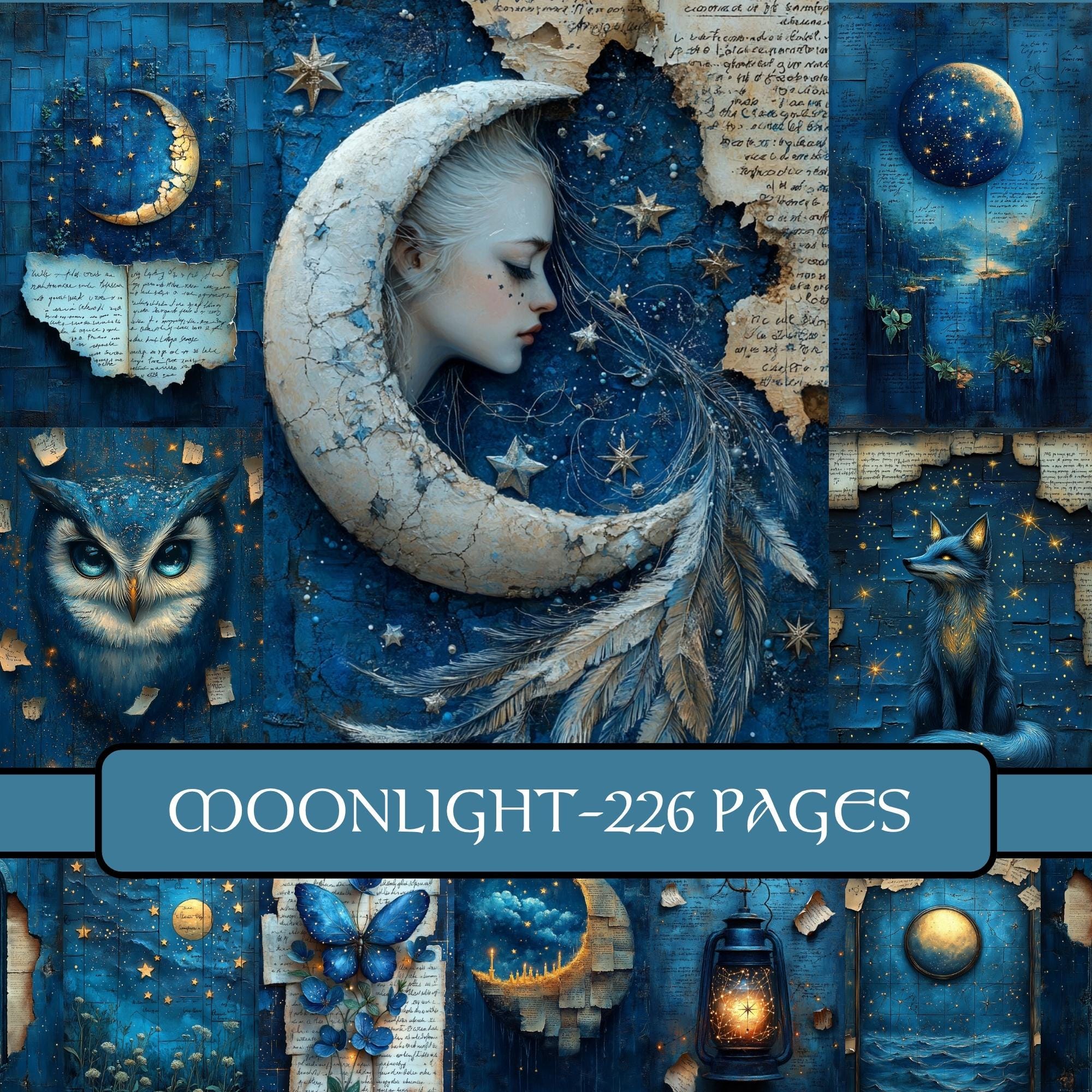Moonlight Junk Journal Pages, Moon, Scrapbooking, Magical, Fantasy ...