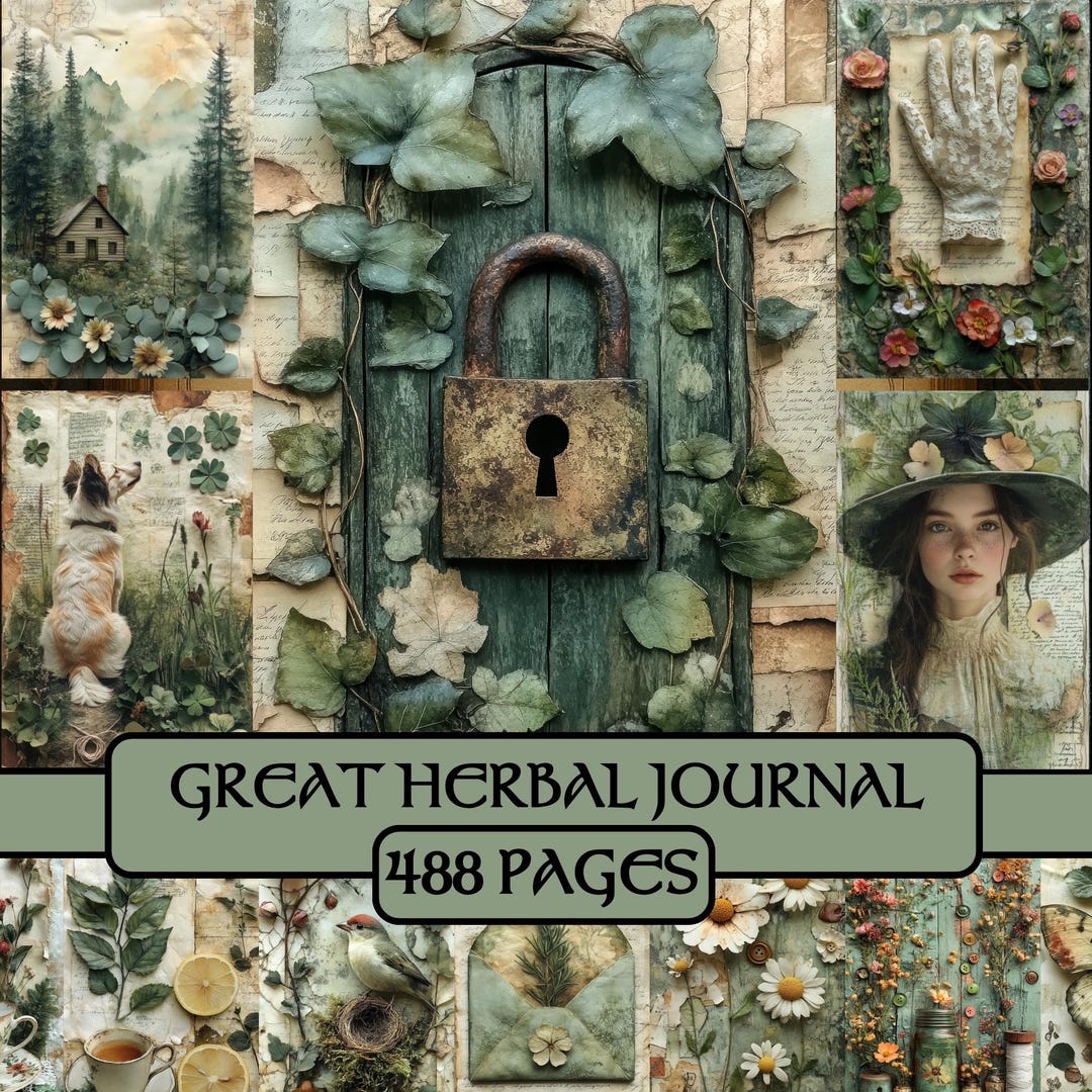 Great Herbal Journal Pages, Digital Paper, Scrapbook Paper, Junk ...