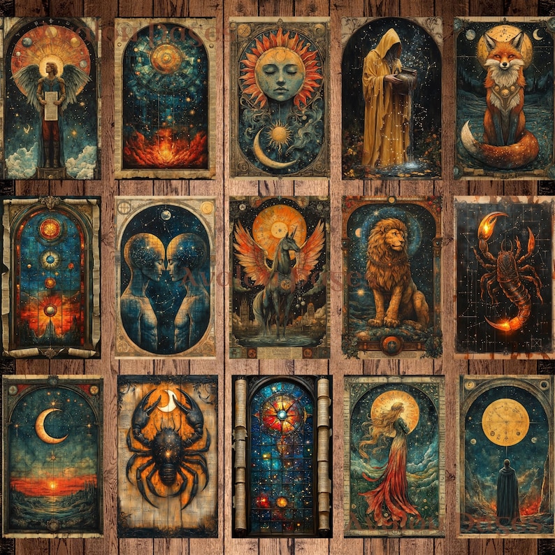 Ancient Celestial Codex Junk Journal Pages, Moon, Scrapbooking, Sun ...