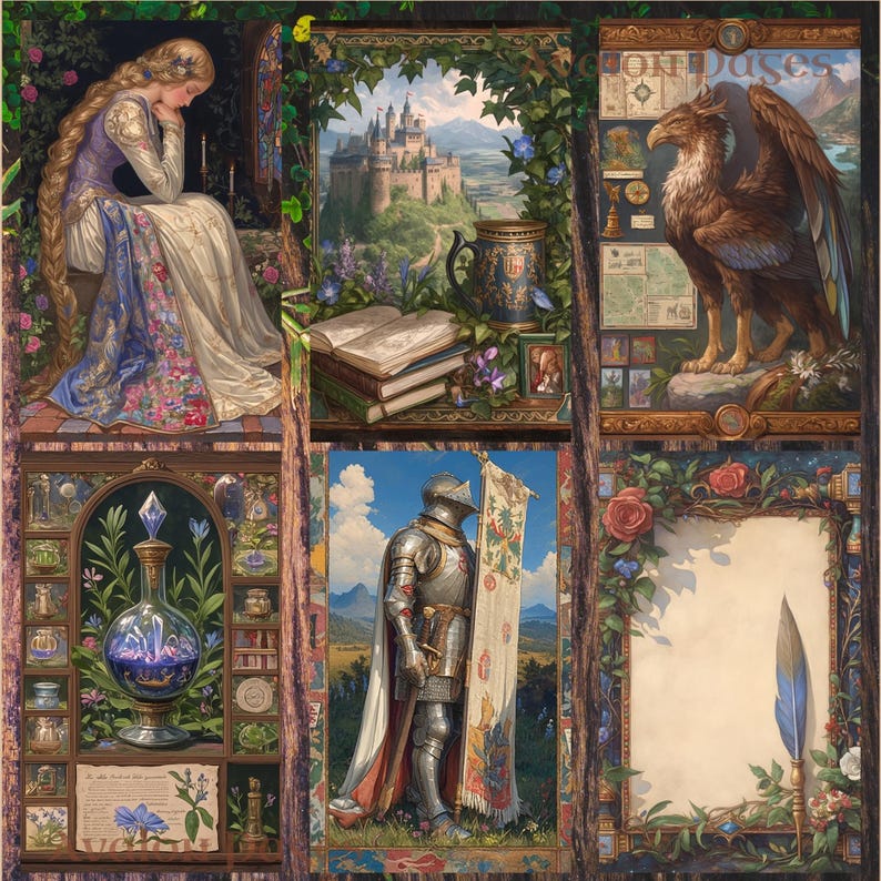 Soft Castlecore Pages, Junk Journal, Fantasy, Digital Paper, Scrapbook ...