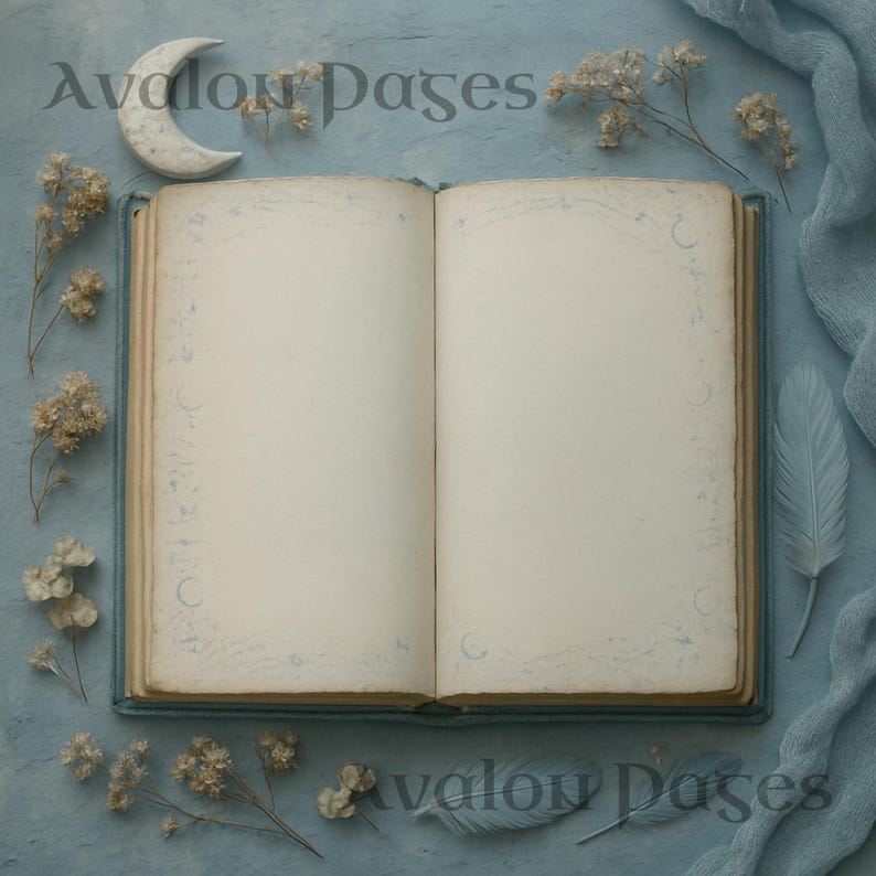 Moon Book, Book Center Page for Junk Journal, Vintage Book Paper ...