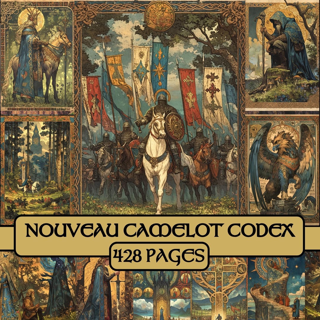 Nouveau Camelot Codex Pages, Junk Journal, Fantasy, Digital Paper ...
