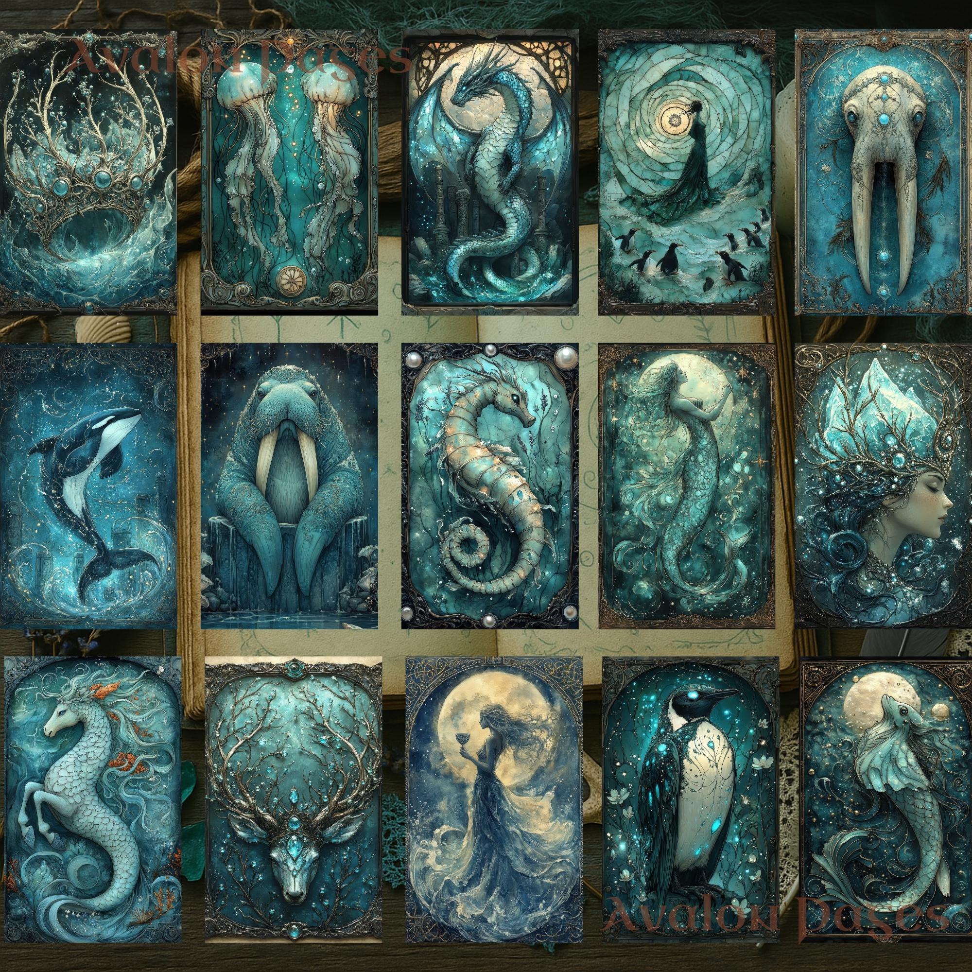 North Sea Pages, Digital Paper, Junk Journal, Sea, Ocean, Tarot, Blue ...