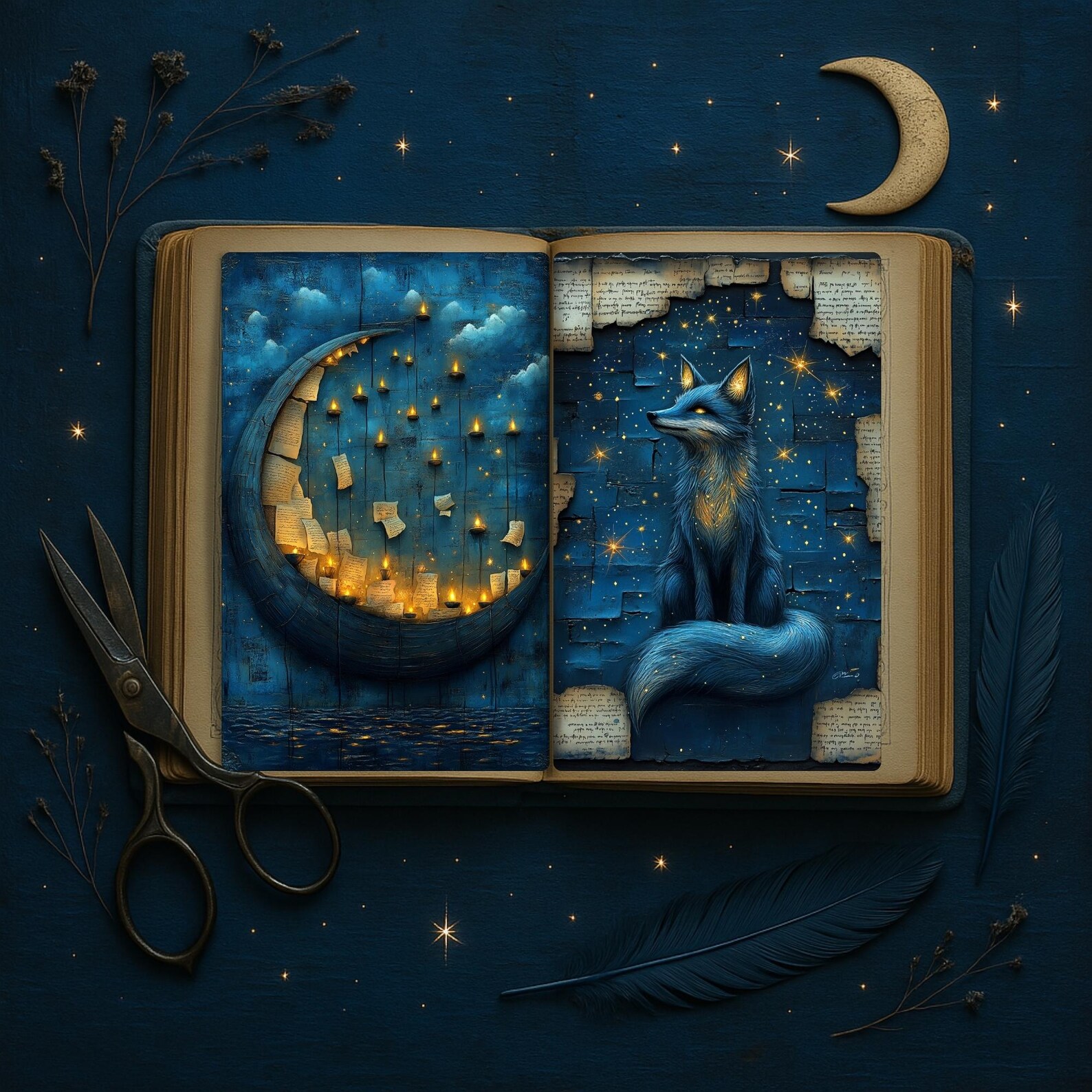 Moonlight Junk Journal Pages, Moon, Scrapbooking, Magical, Fantasy ...