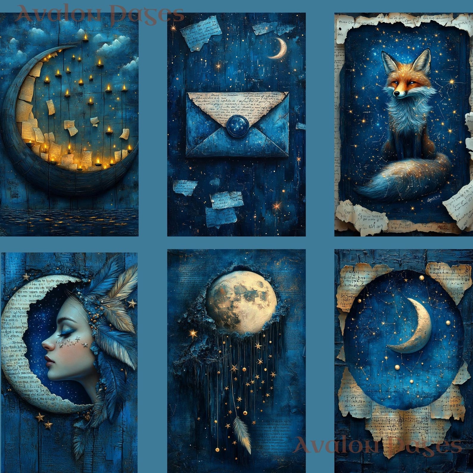 Moonlight Junk Journal Pages, Moon, Scrapbooking, Magical, Fantasy ...