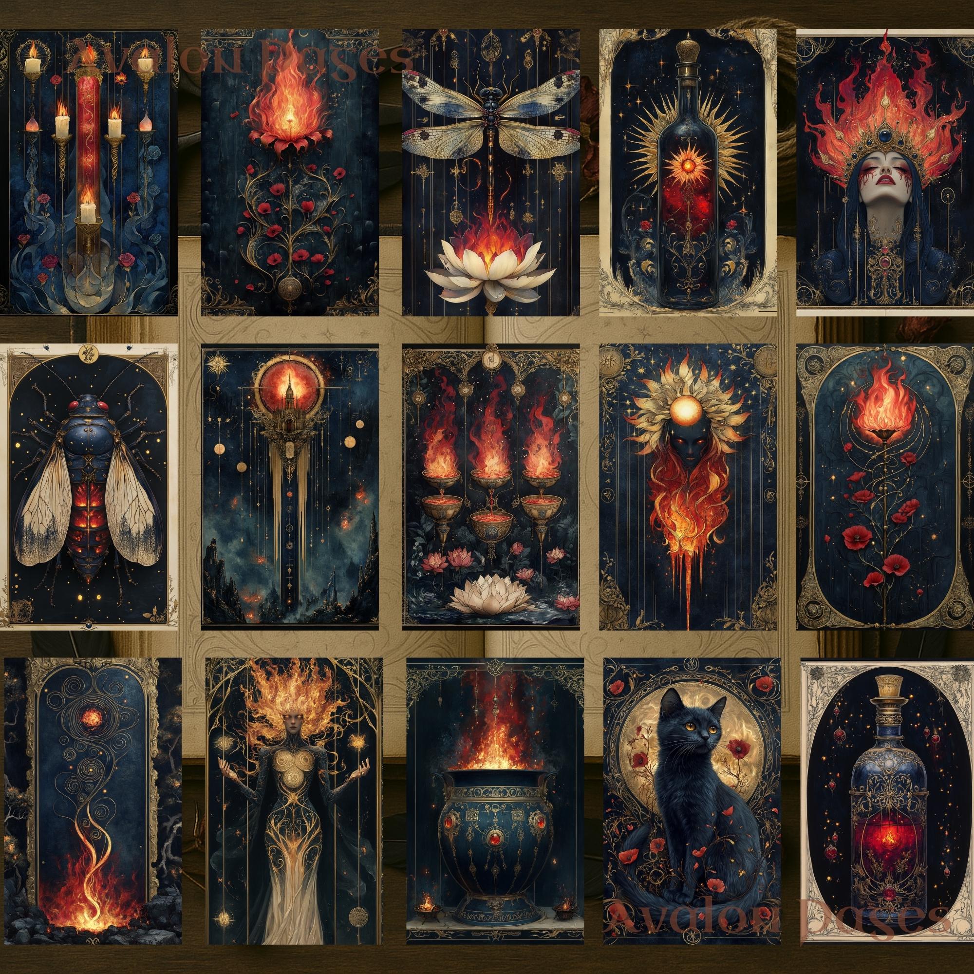 Dark Fire Pages, Digital Paper, Fantasy, Gothic, Junk Journal ...