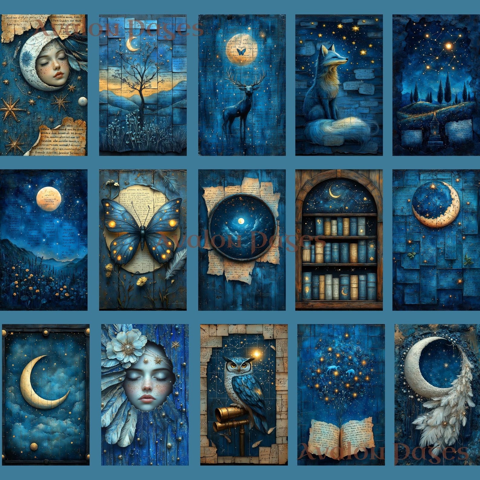 Moonlight Junk Journal Pages, Moon, Scrapbooking, Magical, Fantasy ...