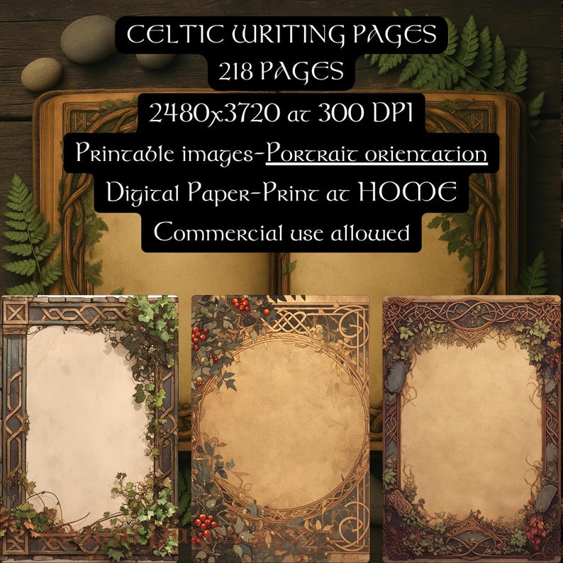 Celtic Writing Pages, Junk Journal,scrapbook Paper, Printable, Lined ...