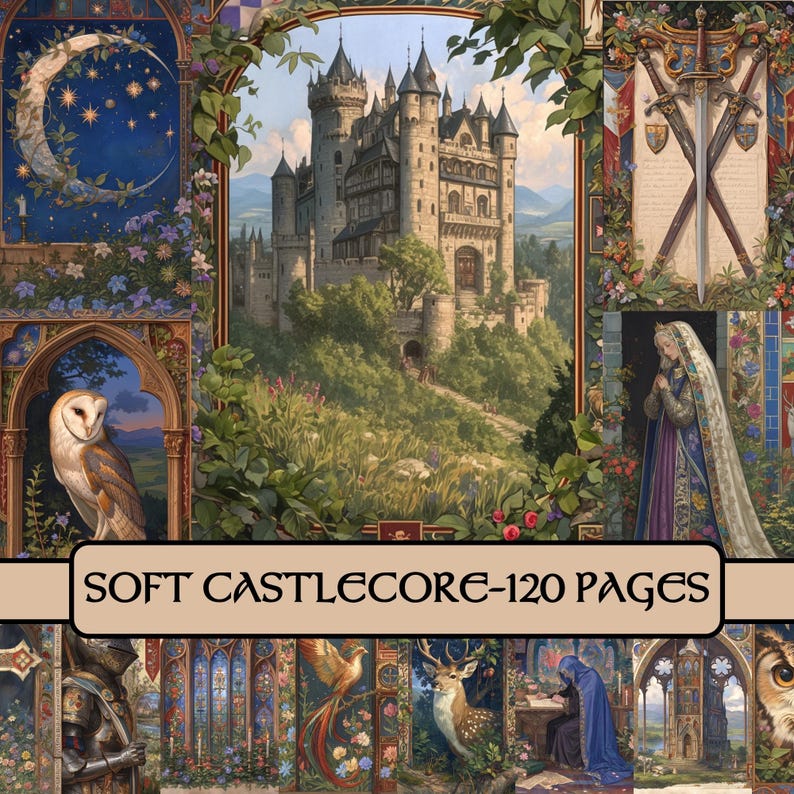 Soft Castlecore Pages, Junk Journal, Fantasy, Digital Paper, Scrapbook ...