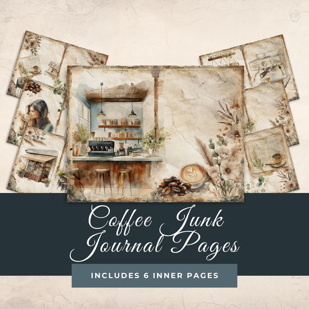 Cozy Coffee Junk Journal Pages | Digital Scrapbook Kit | Printable ...