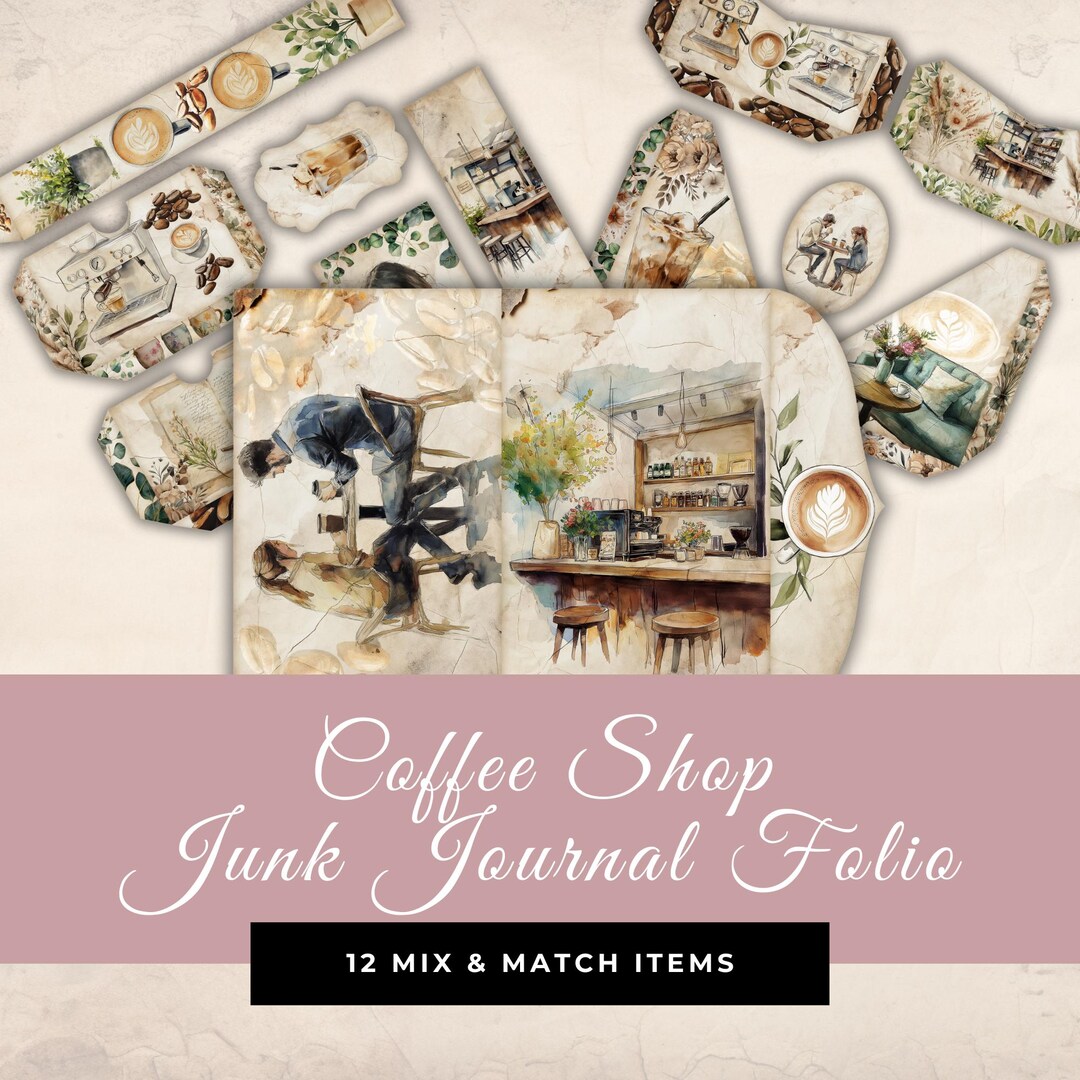 Junk Journal Folio Coffee | Printable Coffee Ephemera Kit | Digital ...