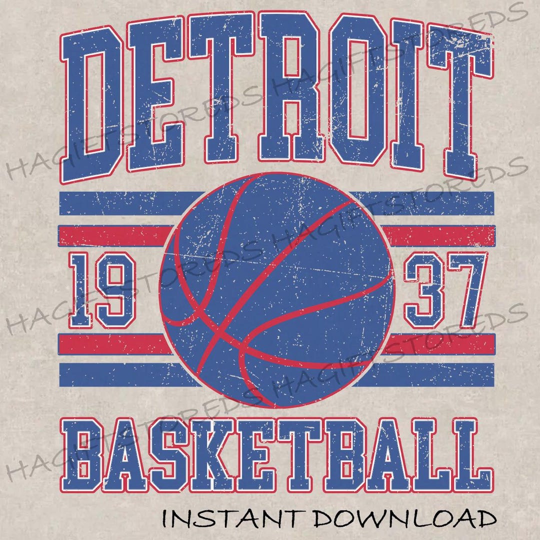 Vintage Detroit Basketball PNG, Detroit Basketball Dtf - Etsy