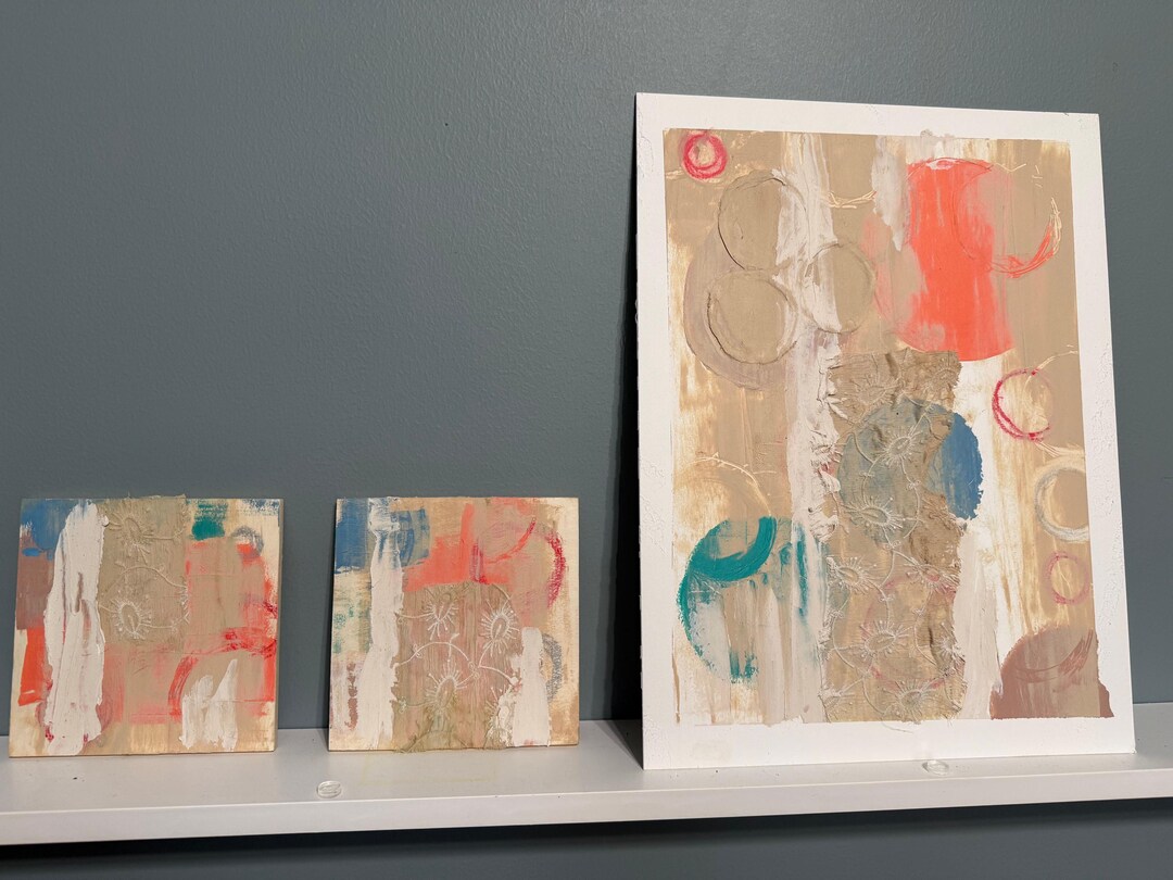 Cold Wax Original Oil Paintings (3) Board and Arches - Etsy