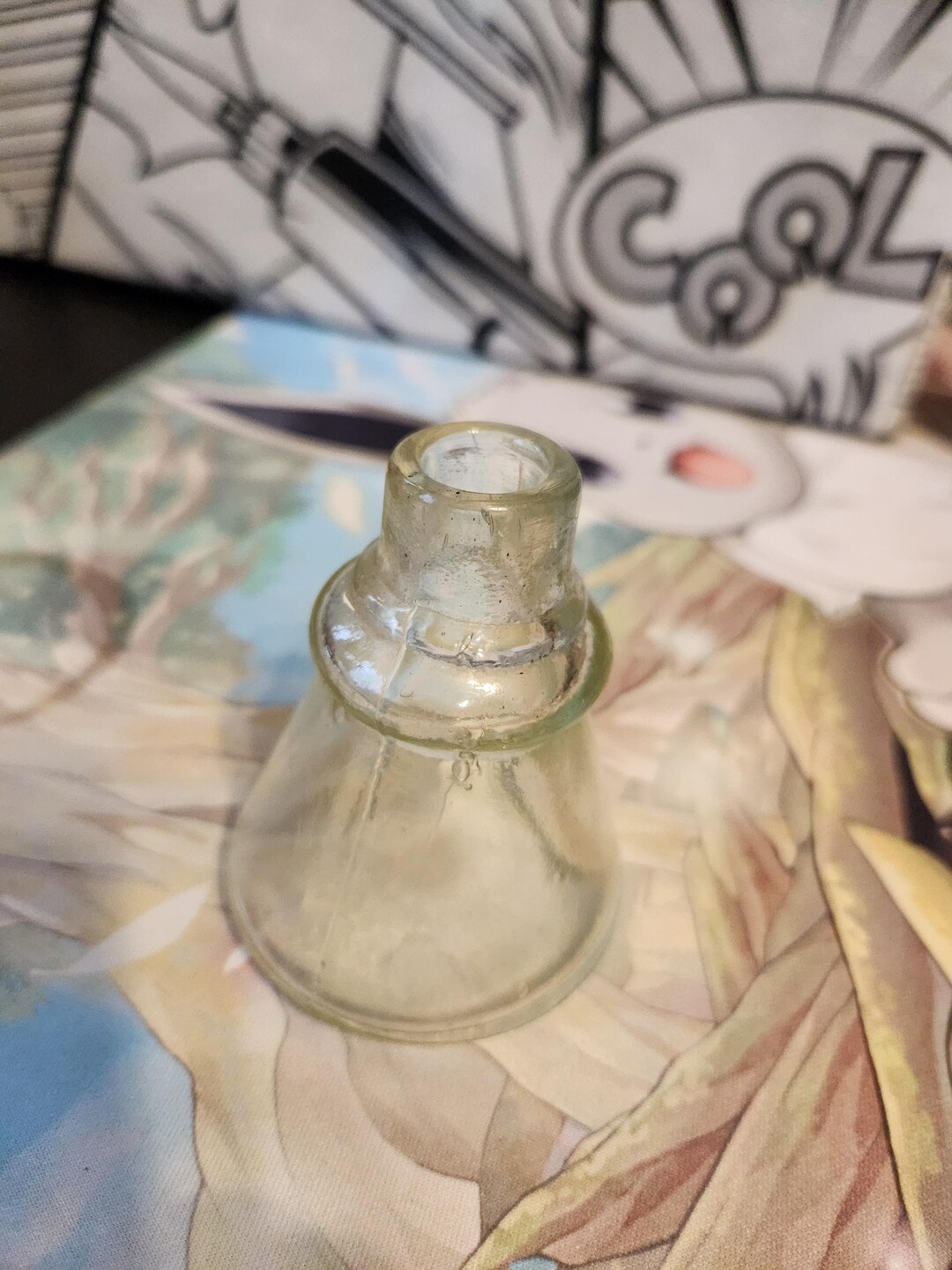 Cone Ink Well Light Green / Aqua Glass - Etsy